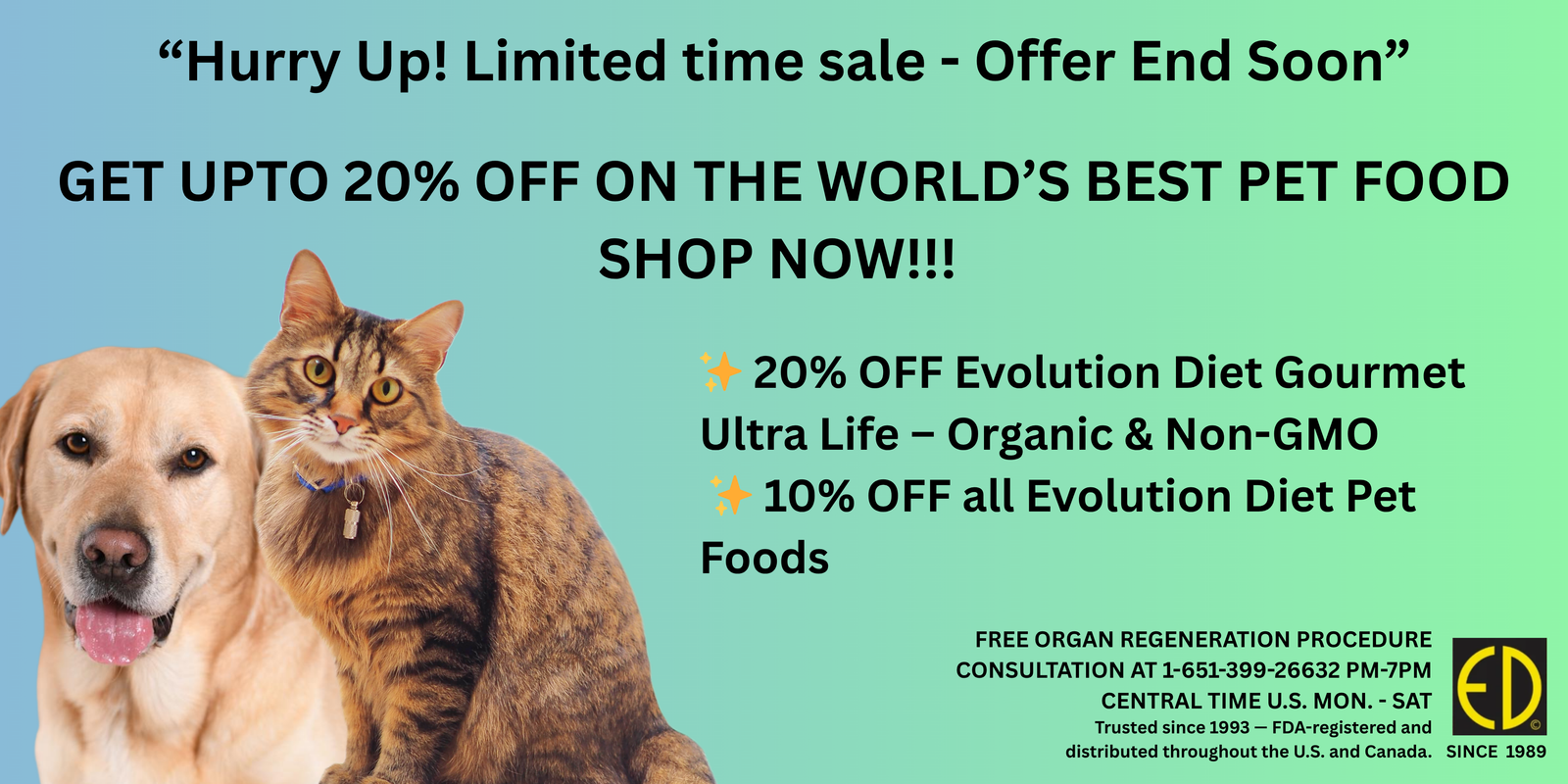 EVOLUTION DIET PROVEN HEALTHIEST - LONGEST LIFE PET FOODS
