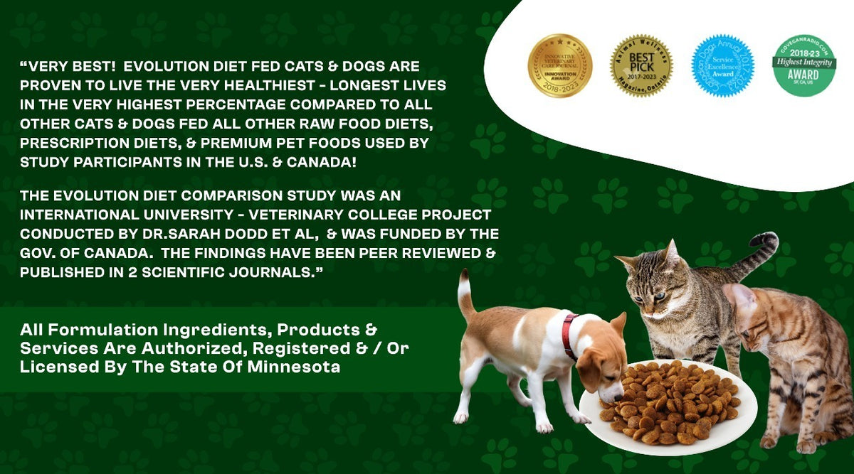 EVOLUTION DIET PROVEN HEALTHIEST - LONGEST LIFE PET FOODS