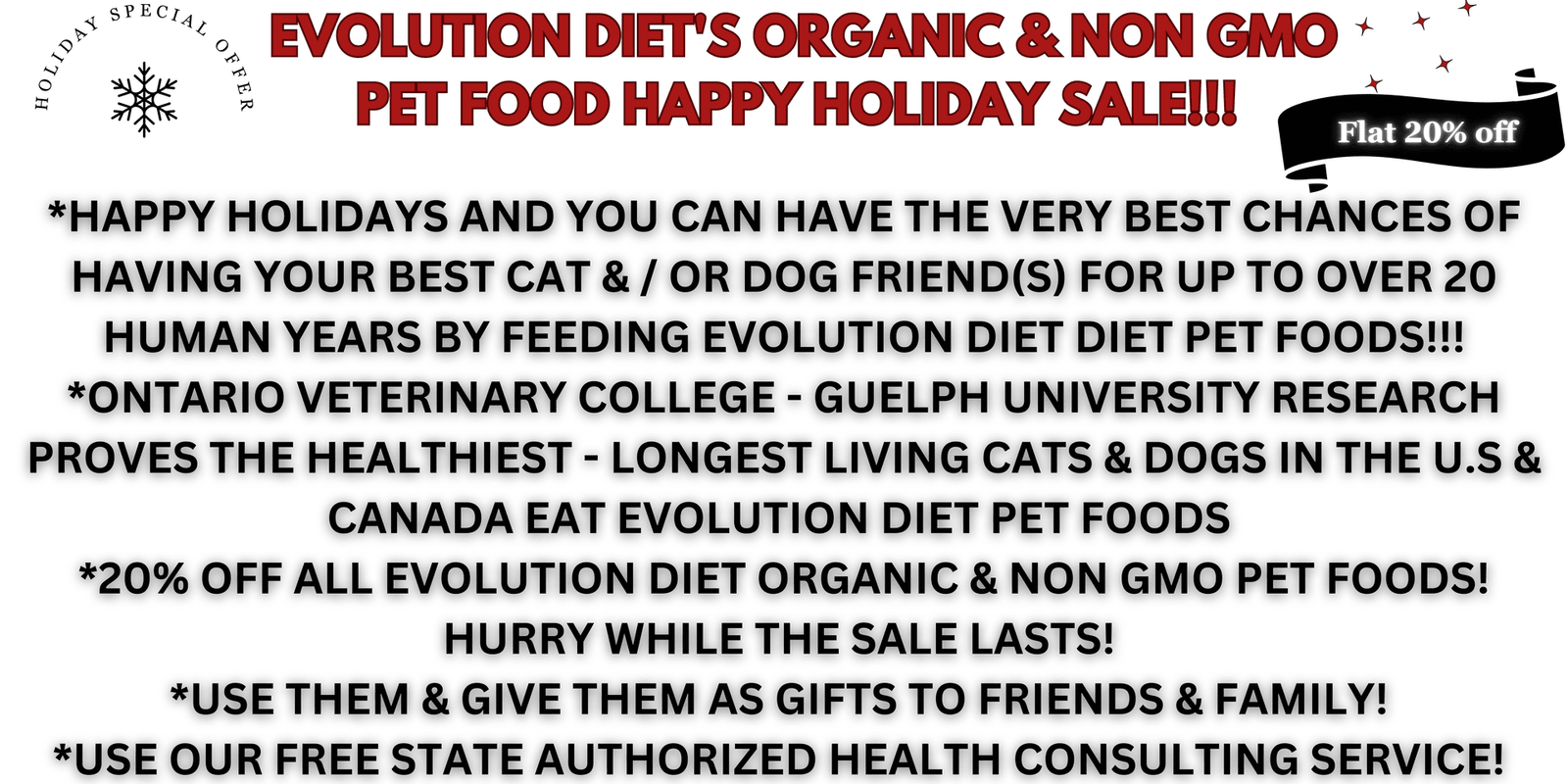 EVOLUTION DIET PROVEN HEALTHIEST - LONGEST LIFE PET FOODS