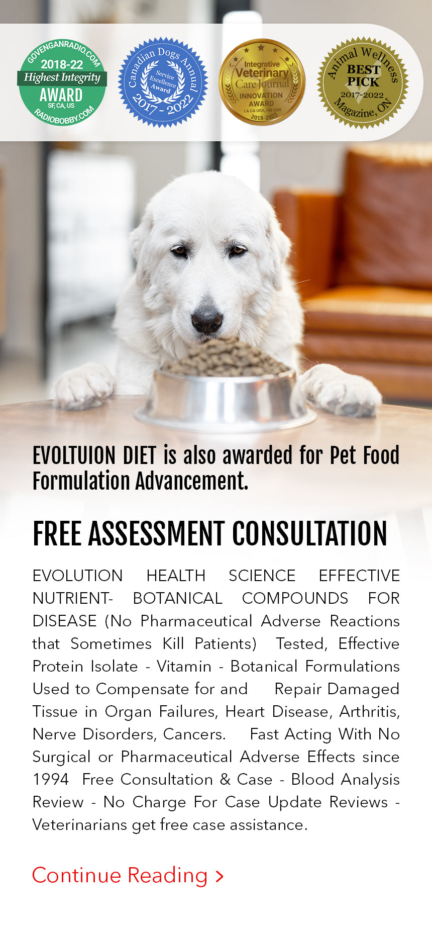 EVOLUTION DIET PROVEN HEALTHIEST - LONGEST LIFE PET FOODS