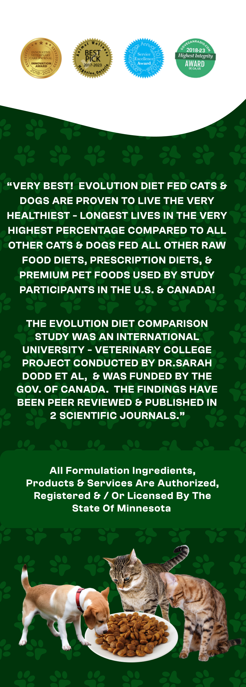 EVOLUTION DIET PROVEN HEALTHIEST - LONGEST LIFE PET FOODS